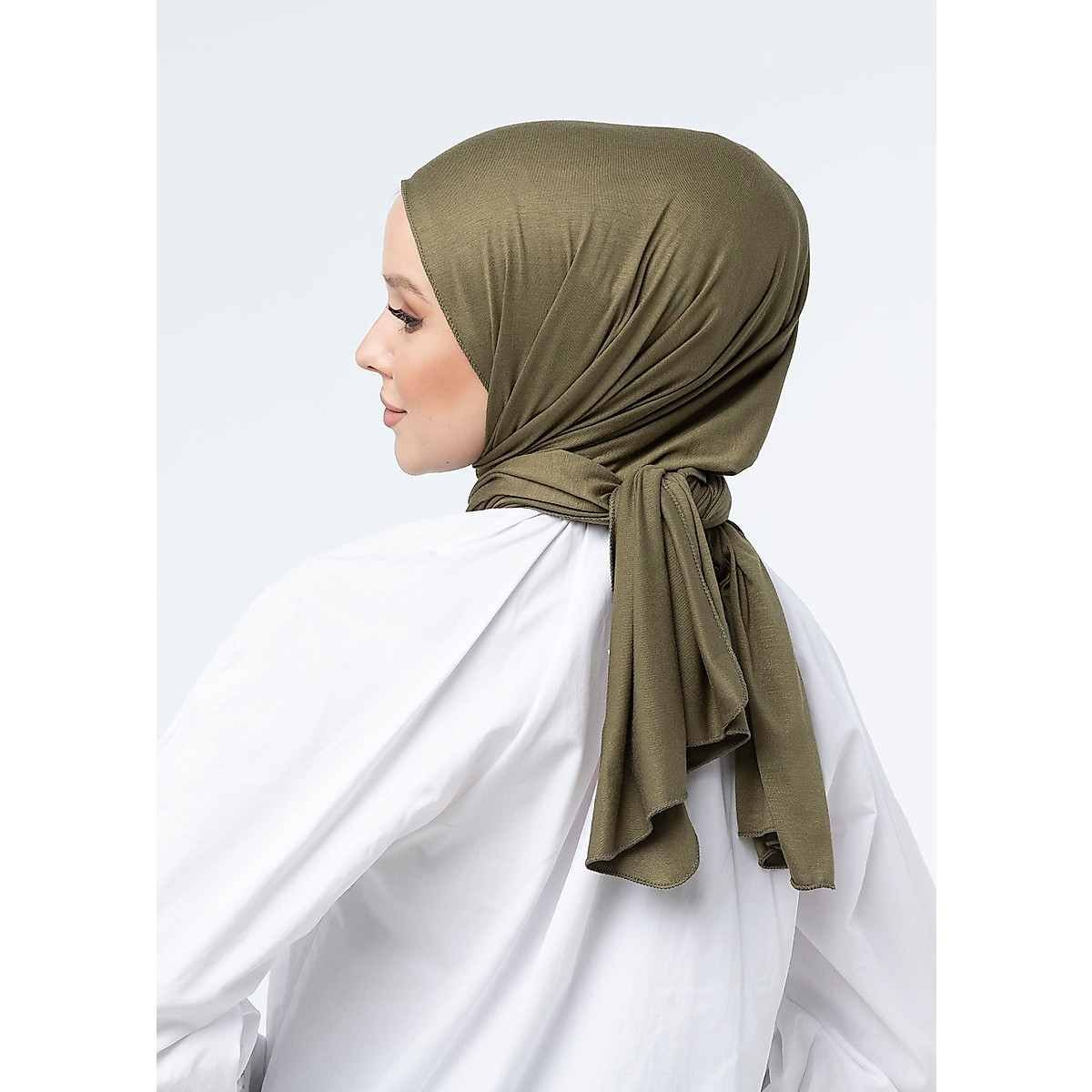 SWANISTANBUL Jersey Hijab Scarf for Women - Quality Head Scarf Wrap for Girls - Fashion Muslim Women Hijab Scarves Headwear for Everyday Use - 55cm x 170cm - Khaki