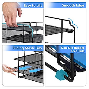 SUPEASY Desktop File Organizer, Mesh File Organizer with 4 Letter Trays, Easy Installation, Desk Organizer for Office, School and Home Black