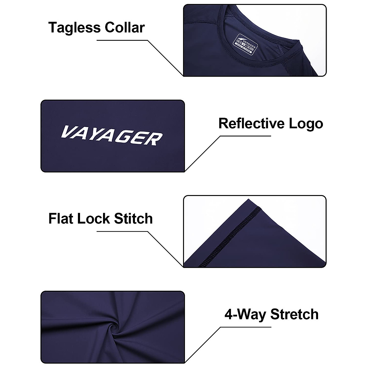 VAYAGER Men's Swim Shirts Rash Guard UPF 50+ T Shirts Quick Dry Loose Fit Water Surfing Shirt(Navy-XL)