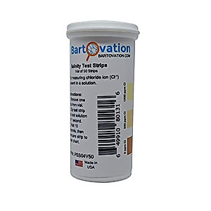 Salinity Test Strips, 0-1000 ppm [Vial of 50 Strips] for Chloride Based Salt Solutions