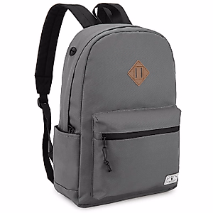 VX VONXURY Lightweight School Backpack for Teen Boys and Girls,Water Resistant Bookbag for Travel Work(Grey)