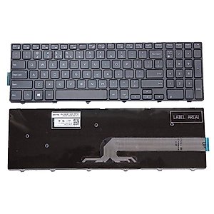 Replacement Keyboard with Frame for Dell Latitude 3550 3560 3570 3580 3588, US Layout Black Color