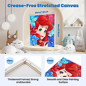 KYOQFVN 4 Pack Cartoon Paint by Number for Kids Ages 4-8-12, Easy Acrylic Paint by Number for Kids Framed Canvas, Oil Painting Paint by Number Kits for Kids Wall Decor 8x8in(Framed)