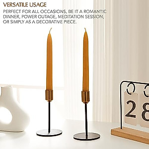 12 Dripless 8" Long Beeswax Taper Candles, 100% Natural Beeswax Taper Candles, Smokeless Tall Candlesticks, Decorative Long Burning Time, Drip Free Beeswax Candle Sticks for Home, Wedding, Dinner, etc
