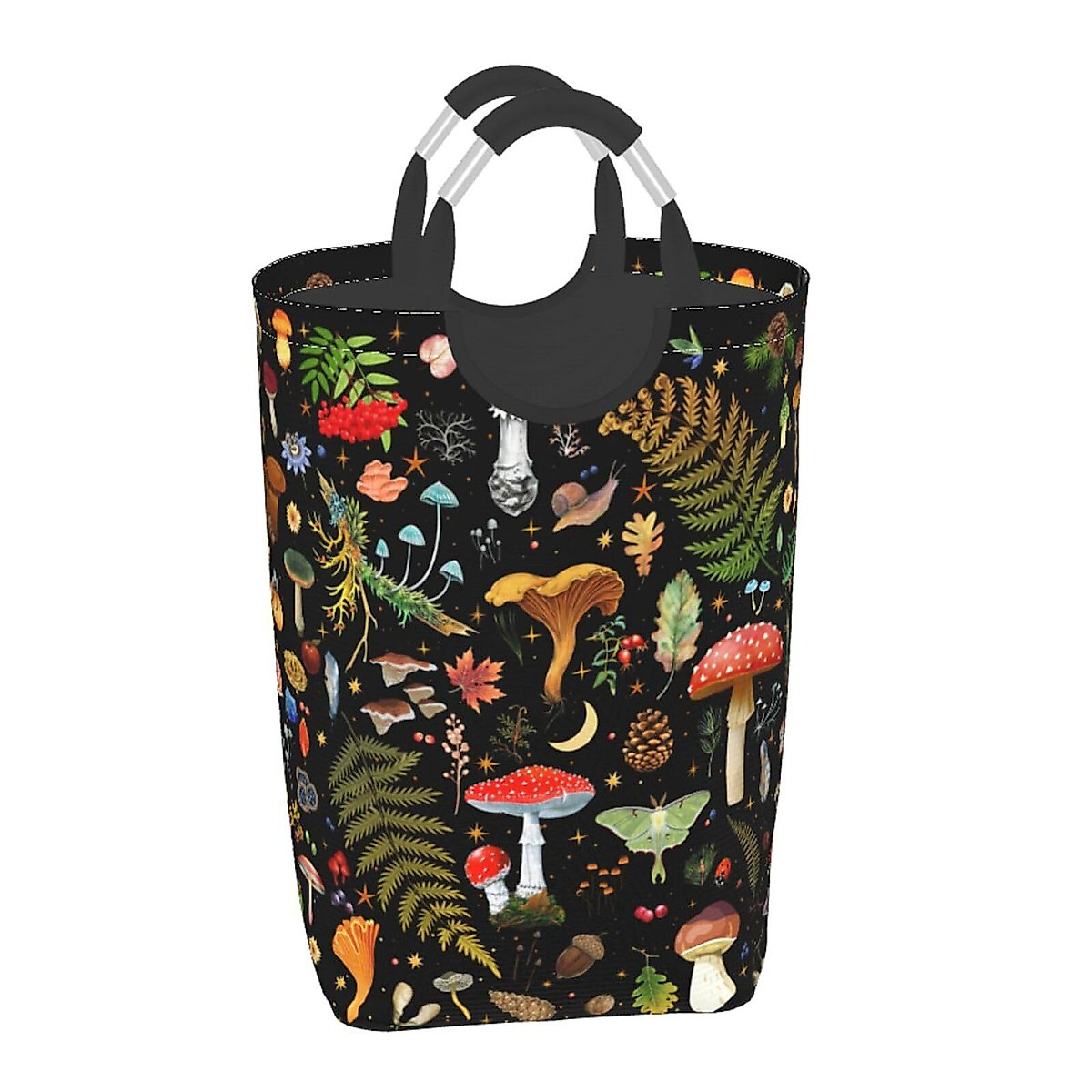 CQGWZF Mushroom Laundry Basket,Mushroom Decor Hamper Waterproof Oxford Collapsible Clothes Hamper with Easy Carry Handles in Laundry Room Livingromm Bedroom Bathroom College Dorm 12.5x11x22.6 Inches