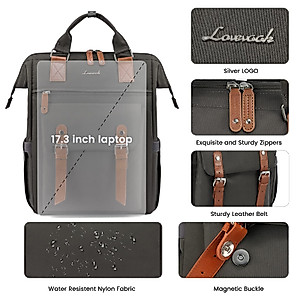 LOVEVOOK Laptop Backpack for Women, Teacher Nurse Bag Work Travel Computer Backpacks Purse,Water Resistant Daypack with USB Charging Port, 17.3 inch