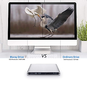External Aluminum USB C USB 3.0 3D Blu-ray Burner DVD CD Writer Drive Compatible with 2012 to 2019 MacBook Air MacBook Pro New iMac and All Windows Pcs