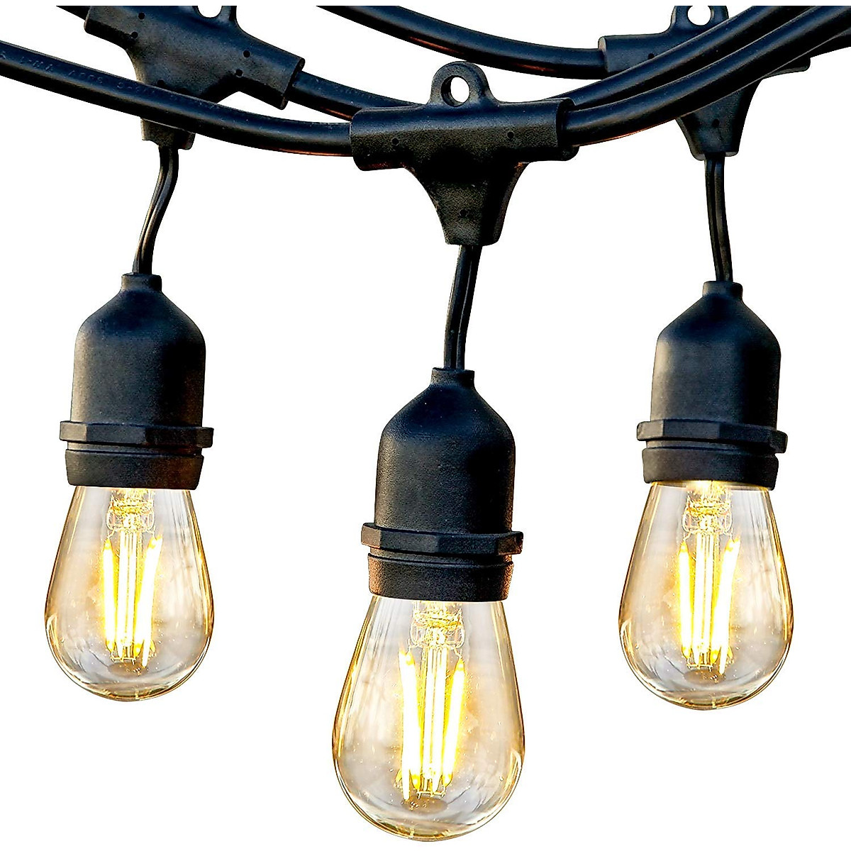 Brightech Ambience Pro - Waterproof LED Outdoor String Lights - Hanging, Dimmable 2W Vintage Edison Bulbs - 48 Ft Commercial Grade Patio Lights Create Cafe Ambience In Your Backyard