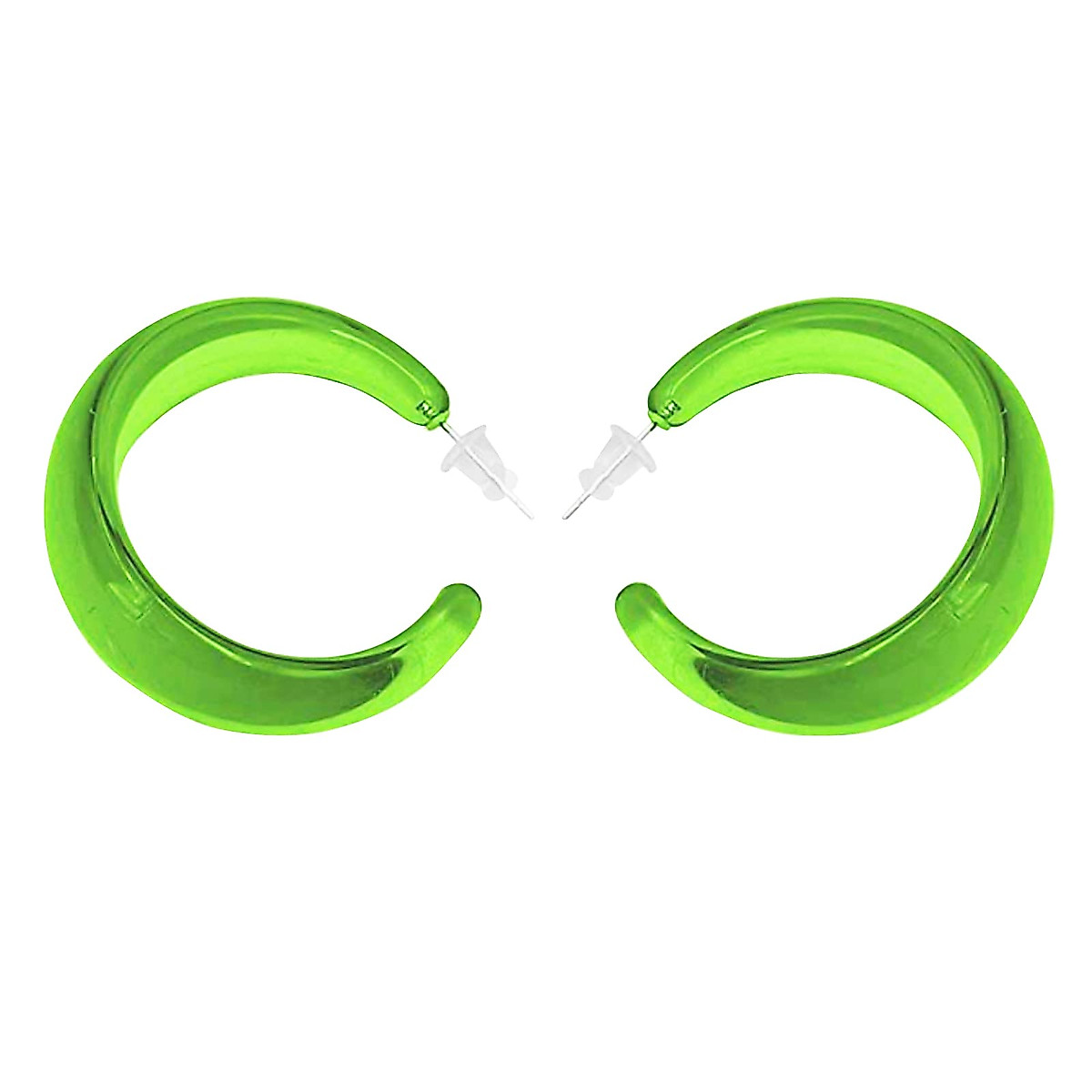 CSIYANJRY99 Green Hoop Earrings for Women Resin Acrylic Hoops Trendy Y2k Hoop Earrings C Shaped Resin Earrings for Women(E-green)