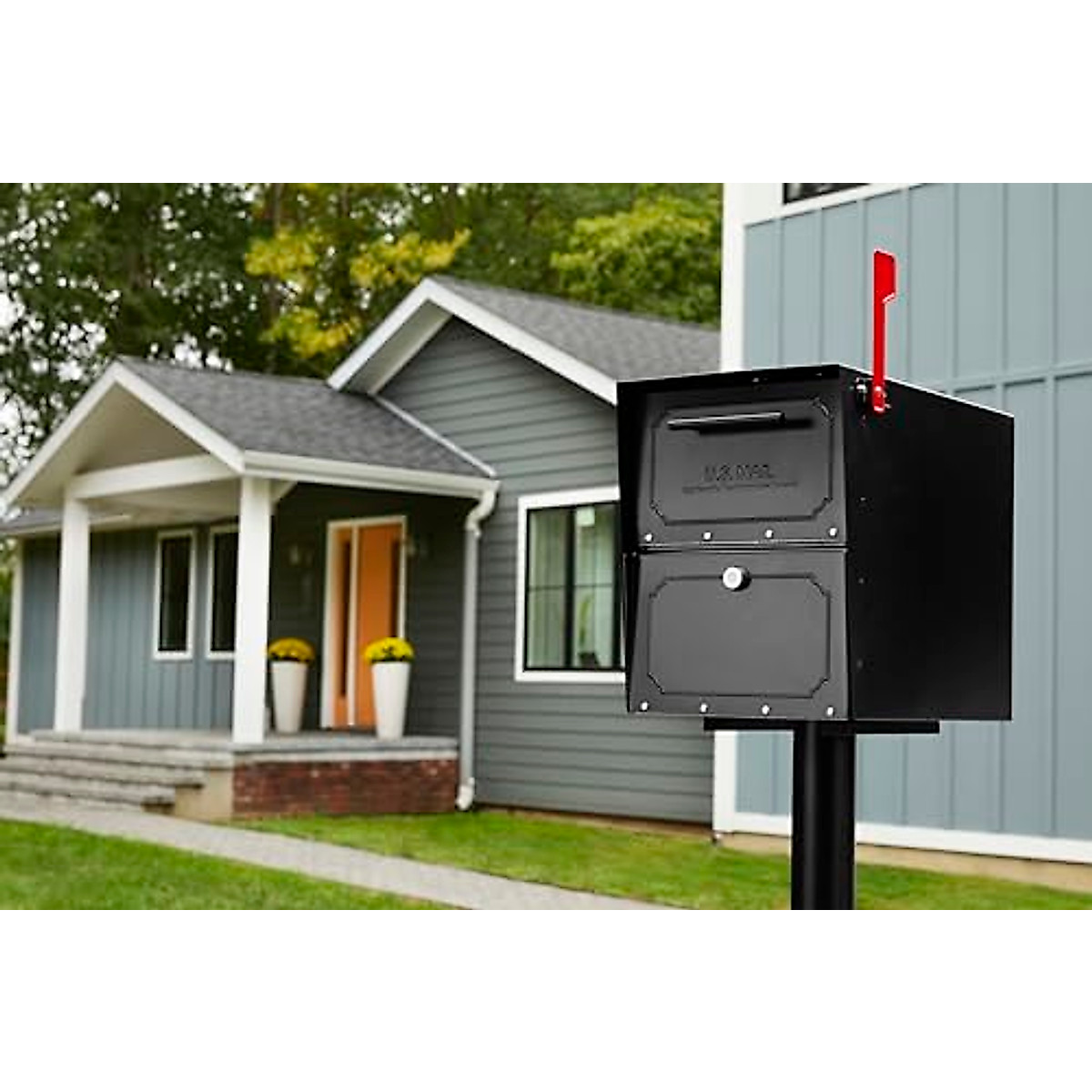 Architectural Mailboxes 6200B-10 Oasis Classic Locking Post Mount Parcel Mailbox with High Security Reinforced Lock,Black,18.00 x 15.00 x 11.50 inches