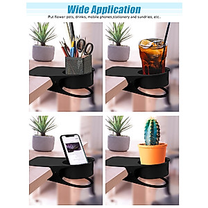 Kalolary Drinking Cup Holder Clip- Chair and Table Bottle Cup Stand The DIY Glass Clamp Storage Saucer Clip Water Coffee Mug Holder Saucer Clip Design for Home & Office, Black