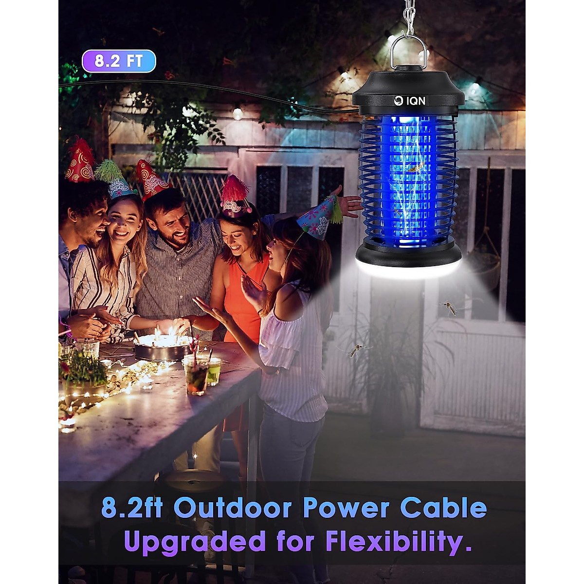 Bug Zapper Outdoor,15w Electric Mosquito Zapper with LED Light for Indoor,4200V Insect Fly Zapper Waterproof with 8.92ft Power Cord,Fly Trap Outdoor for Home,Patio,Backyard,Garden,Camping