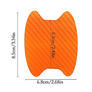 Rodway 8pcs Universal 3D Carbon Fiber Car Door Handle Paint Scratch Protector Sticker Auto Door Handle Scratch Cover Guard Protective Film (Orange)