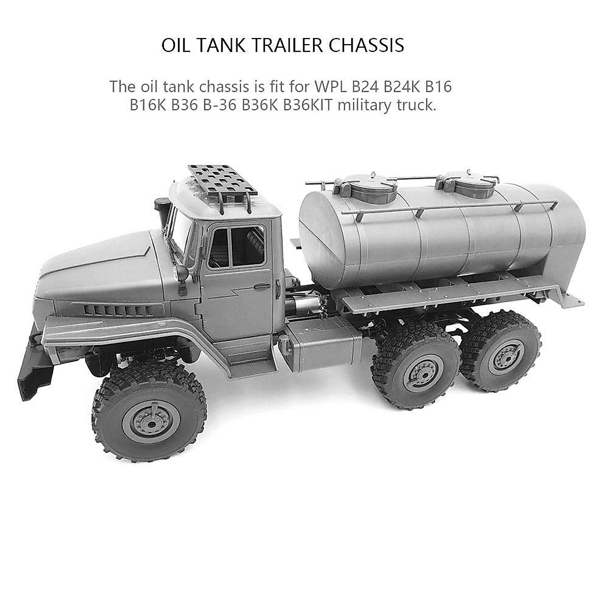 ZJchao Oil Trailer Chassis Spare Tire Kit, for WPL 1/16 B36 B-36 B36K B36KIT Military Truck Car Spare Parts DIY Car Accessoy