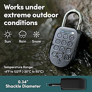 igloohome New Smart Padlock 2 (SP2), The Toughest Smart Padlock – Generate Access from Anywhere with The Mobile app (iOS/Android) – No WiFi Needed, Waterproof & Rechargeable