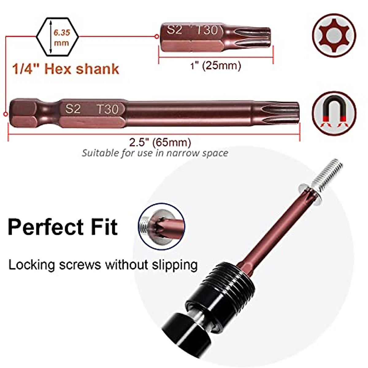 Torx Bits Set, PTSLKHN 24PCS Security Torx Bit Set, High Hardness S2 Alloy Steel, Magnetic, Anti-rust