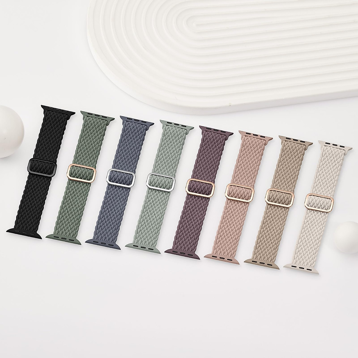 Braided Stretchy Solo Loop Compatible for Apple Watch Band 38mm 40mm 41mm 42mm 44mm 45mm 49mm for Women Men, Nylon Elastic Straps Wristbands for iWatch Series 9 8 7 6 SE 5 4 3 2 1 Ultra Ultra 2