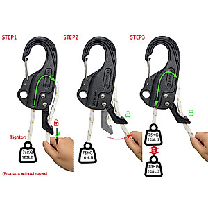 ORXPLUS Tools 2PCS Rope Tightener, Rope Tensioner, Tie Down Mechanism Lock Adjuster fits 1/10"-1/4" Cord for Camping, Outdoor, Garage, Boating, Fishing, Loading