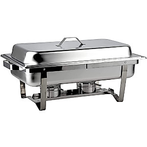 UZOURI Food Warmer, Chafing Dish 9L Stainless Steel Chafing Dish Set Buffet Catering Warmer Set, Rectangle Chafing Dish for Party