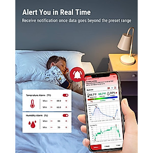 ThermoPro TP357 Digital Hygrometer Indoor Thermometer of 260FT, Bluetooth Humidity Meter with Smart App, Room Humidity Gauge with Humidity Sensor