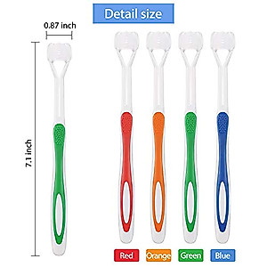 4 Pieces Three Sided Toothbrush Autism Sensory Toothbrush Bristle Travel Toothbrush for Kids Complete Teeth Gum Care Pretty Good Angle Clean Each Tooth, Soft and Gentle (Green, Blue, Yellow, Red)