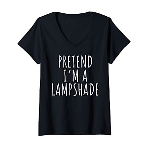 Womens Lazy Halloween Costume Shirt Pretend I'm Lampshade V-Neck T-Shirt