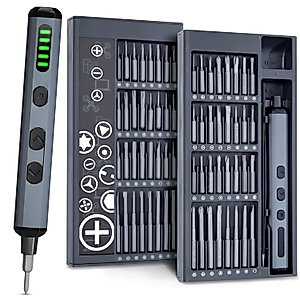 XOOL 68 in 1 Electric Screwdriver Set Precision Screwdriver Set with 64 Magnetic Bits, Rechargeable 2 Gears Torque Power Screwdriver Kit for Electronics, Computer, Laptops, Phone, PC, Game Console