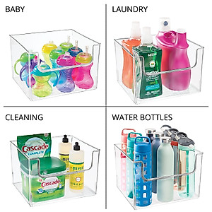 mDesign Modern Plastic Open Front Dip Storage Organizer Bin Basket for Kitchen Organization - Shelf, Cubby, Cabinet, and Pantry Organizing Decor - Ligne Collection - 4 Pack - Clear