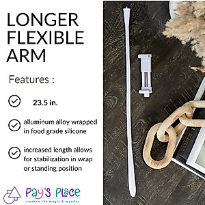 Pay's Place Universal Baby Monitor Mount, Longer White Flexible Silicon Baby Camera Mount, Ideal Baby Monitor Holder to Crib Bassinet Playpen, Baby Monitor Stand, Compatible w/Infant Optics Mount