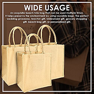 Large 16x7x13 Burlap Jute Reusable Canvas Bag with handles Blank Totes for Gifting, Wedding, Grocery Shopping, Beach Trip, Made With Hidden Cell Phone/Wallet Zipper Pocket (Set Of 3)