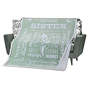 FILO ESTILO Sister Blankets from Sister Birthday Gifts from Sister, from Big, Little, Twin or Older Sister, Love You Sister Sentimental Gift for Sister from Sister 60x50 Inches (Sage Green, Sherpa)