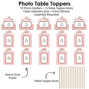 Big Dot of Happiness Bride Squad - Rose Gold Bridal Shower or Bachelorette Party Picture Centerpiece Sticks - Photo Table Toppers - 15 Pieces