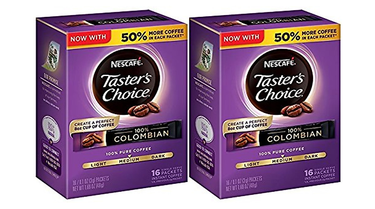 Nescafe Taster's Choice Instant Coffee Columbian, 16 Count (Pack of 2 ...
