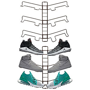 mDesign Modern Metal Shoe Organizer Display & Storage Shelf Rack - Adjustable Shelves Hang & Store Kicks, Running, Basketball, Tennis Shoes - 3 Tier, Each Wall Mount Unit Holds 6 Shoes, 2 Pack, Bronze