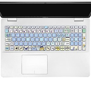 WSLUCKO Keyboard Cover Skin for 2021 2020 2019 Dell Inspiron 15 5501 5502 5505 5508 5584 5590 5593 5598 15.6" / Inspiron 15 7000 7590 7591 7501 7506 7706 7790 / Vostro 7590 5590 7500, Cute Cat