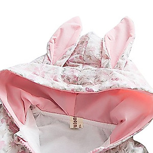 famuka Baby Girls Hooded Jacket Floral Pattern Coat Rabbit Style Windbreaker for Spring/Autumn (Pink, 3-6 Months)
