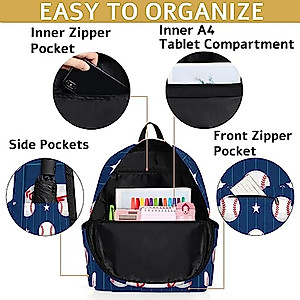 Bardic Backpack for Kids Kindergarten Boys Girls Backpack Metal Double Zipper Lightweight School Bookbag Travel Backpack - Baseball Pattern