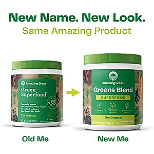 Amazing Grass Greens Blend Superfood: Super Greens Powder Smoothie Mix with Organic Spirulina, Chlorella, Beet Root Powder, Digestive Enzymes & Probiotics, Original, 30 Servings