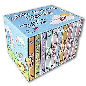 Little Learners 10 Board Book Library Set Includes Counting, Colors, Feelings, Animals, The Wheels on the Bus, Opposites, ABCs, Twinkle Twinkle Little Star, Please & Thank You, and Shapes