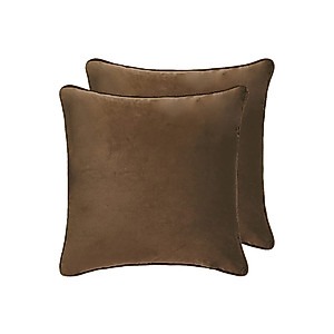 ECOGEOUS Decorative Pillows for Bed,Decor Pillow for Livingroom, Decorative Pillow for Couch,18"x18" in Chocolate Brown,Pack of 2