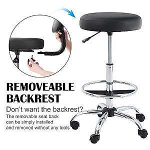 Sophia & William Office Chair Drafting Chair Swivel Round Rolling Stool Adjustable Desk Chair Mid Back Ergonomic Computer Chair with Wheels for Standing Desk, Salon, Medical, Office, Black