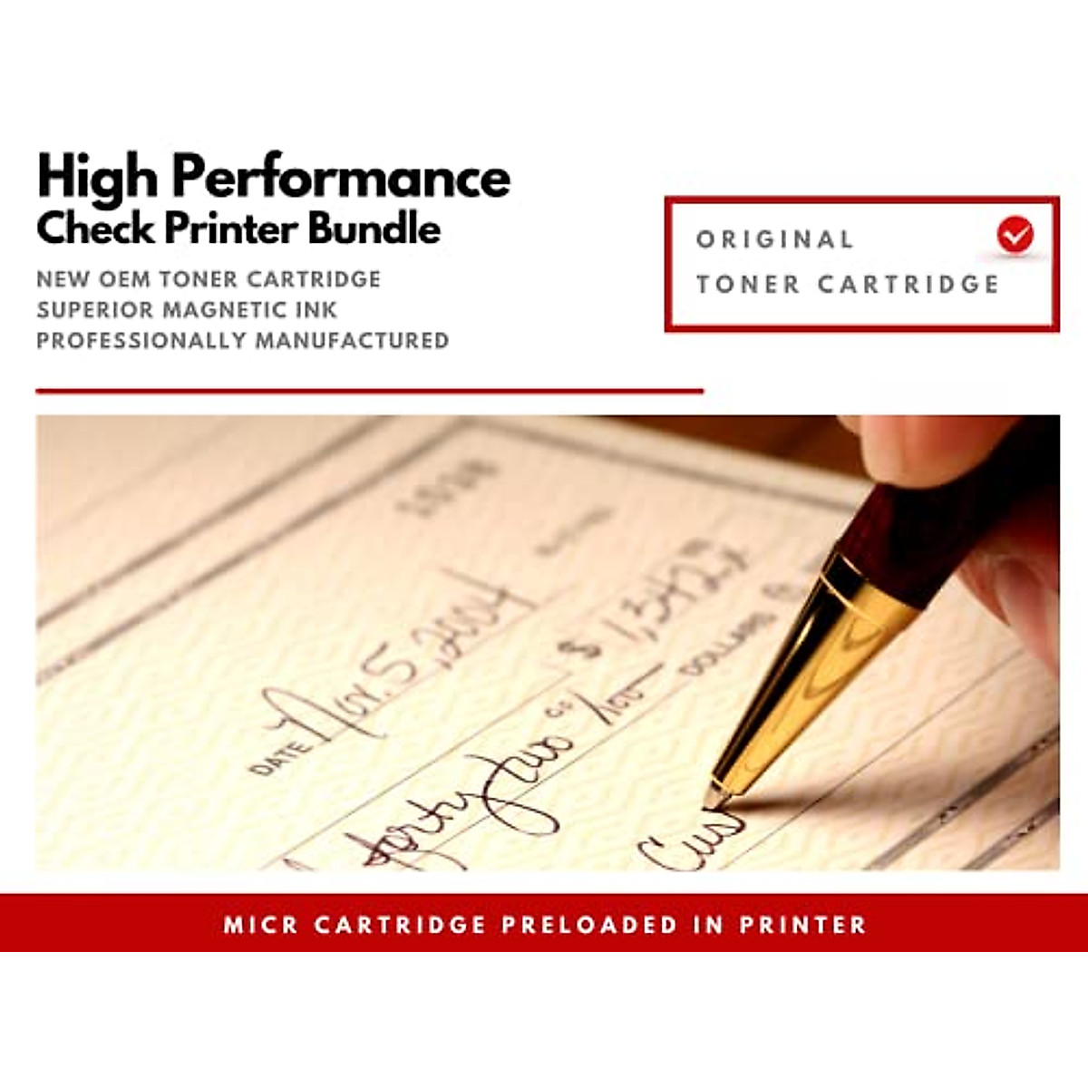 RT MF452dw Wireless Office Check Printer Bundle with 1 OEM Modified CRG 057 MICR Toner Cartridge for Printing Small Business and Personal Checks (2 Items)