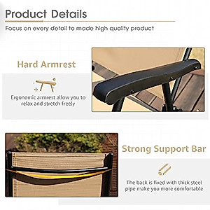 NATURAL EXPRESSIONS Folding Patio Rocking Chairs,Outdoor Oversized Textilene Fabric Rocker with High Back Hard Armrest,Portable Rocking Chair for Garden, Backyard, Porch, 300lb