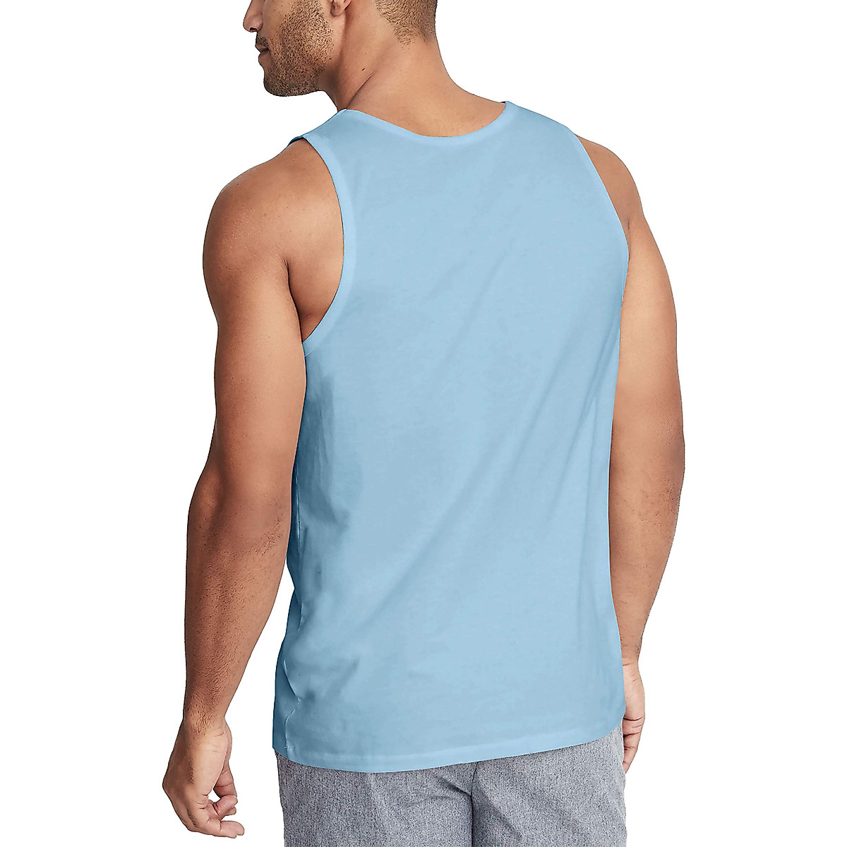 Hat & Beyond Men's Tank Top - Soft Muscle Tee for Boxing & Gym, Medium (Pacific Blue)