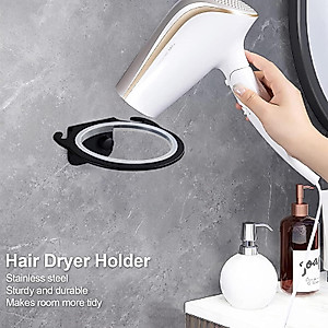 Serlium Hair Dryer Holder, Aluminum Material Hairdryer Stand Wall Mounted Hairdryer Holder for Dressing Table Bathroom Hair Salon Hotel