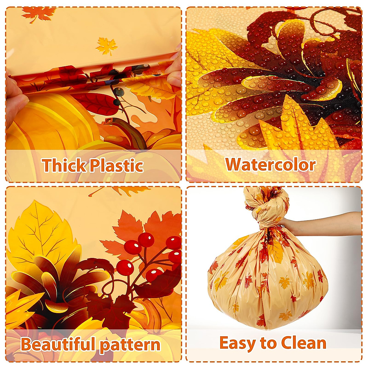 Fall Pumpkin Tablecloth Roll 52 in x 100 Ft with Slide Cutter Thanksgiving Fall Party Table Cloth Roll Maple Leaf fall Table Cover for Autumn Events Family Banquet Parties and Celebrations(Plastic)