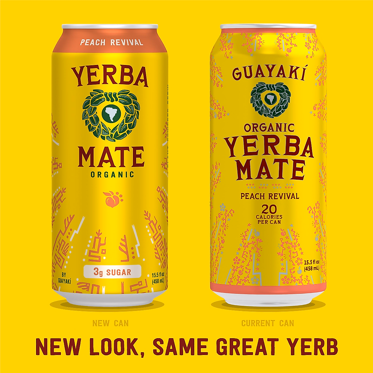 Guayakí Yerba Mate, Organic Energy Drink Alternative, Peach Revival, Low Sugar, 150mg Natural Plant Based Caffeine, Smooth Energy & Focus, No Jitters or Crash, 15.5 Oz (Pack of 12), Packaging May Vary