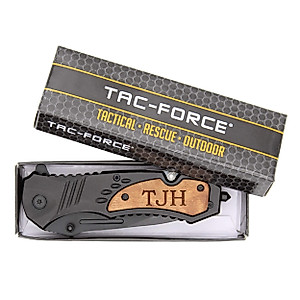 Palmetto Wood Shop Engraved Pocket Knife, Gifts For Men, Stainless Steel 3.25" Blade, 30 Optional Icons, Groomsmen Gifts, Personalized Knife for Everyday Carry, Camping