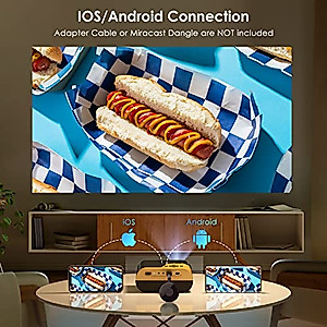 Native 1080P Mini Projector, YOWHICK Upgrade 9000 Lux Portable Projector, Movie Projector with Remote Control Suitable for Indoor/Outdoor, HDMI, USB, AC and Aux Ports