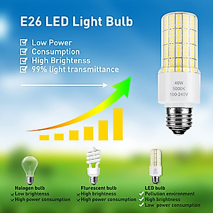 ZP A19 Led Light Bulb 300W Equivalent 40W Bulbs 5000 Lumen 5000K Cool Daylight White E26/E27 Base Waterproof Lighting for Outdoor Indoor Garage Warehouse Corn Green, 2 Count (Pack of 1)